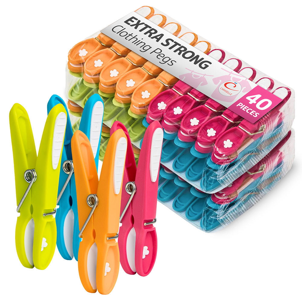 Extra Strong Non-Slip Clothes Line Pegs 2 Packs (40 pegs in total ...