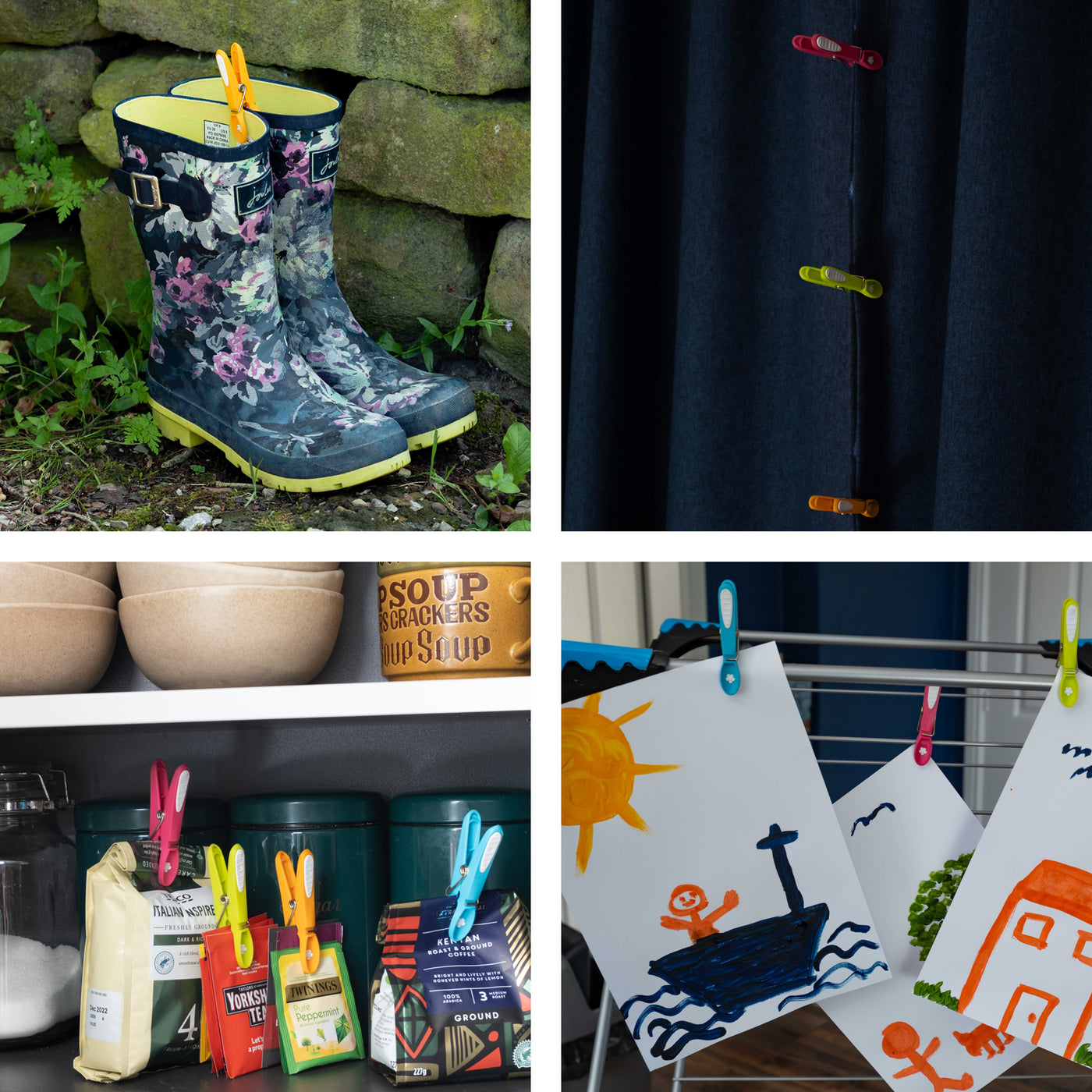 Pegs & Caddy Bundle (40 Extra Strong Non-Slip Clothes Line Pegs with F ...